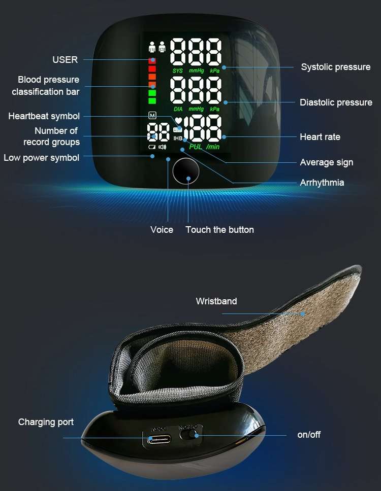 CareHart Smart Rechargeable Wrist Blood Pressure Reader With Voice ...
